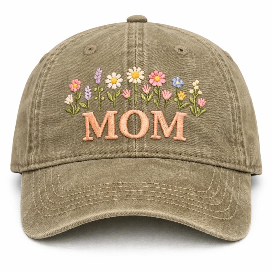 Custom Embroidered Mom Hat Floral Mothers Day Gift Cute Flower Cap for ...