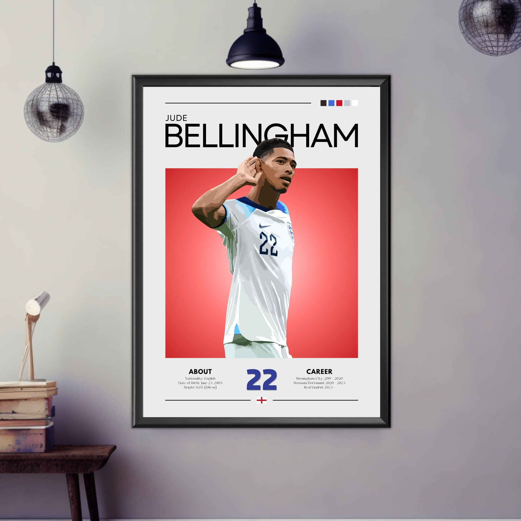 Jude Bellingham Poster, England Poster, Football Gift, Sports Poster ...