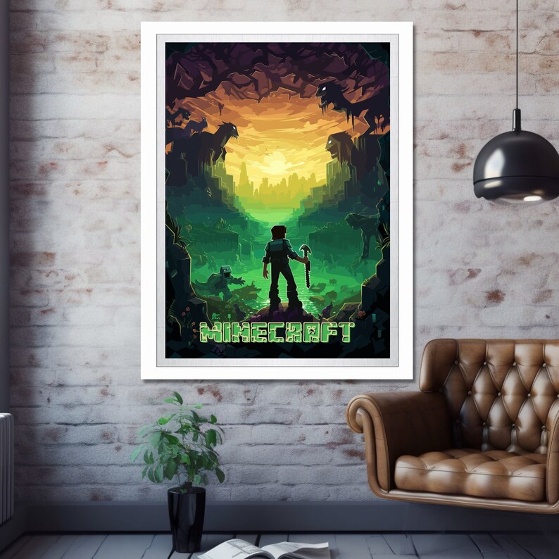 Minecraft Poster, Gaming Room Poster, Minimalist, Gaming Poster, Gaming ...