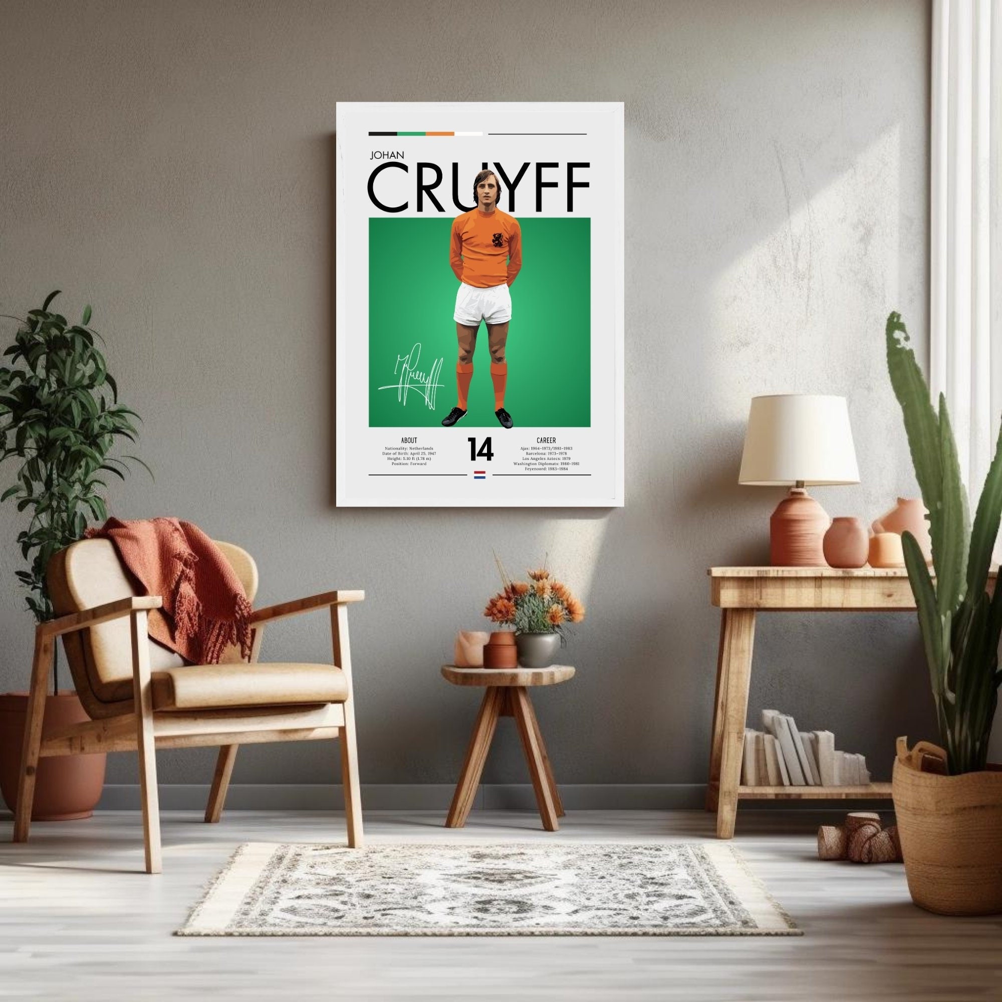 Johan Cruyff Print, Johan Cruyff Poster, Football Gift, Sports Poster ...