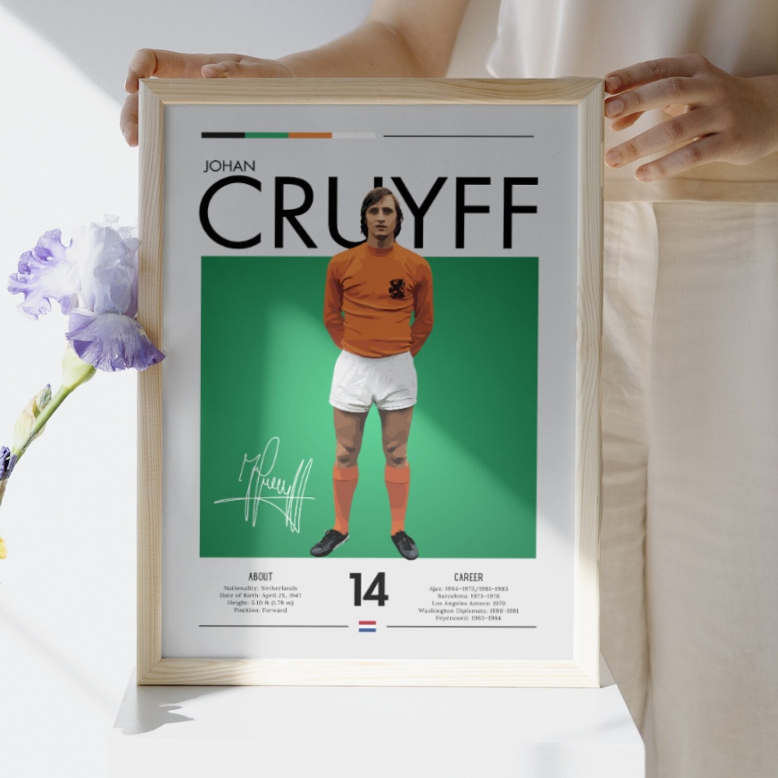 Johan Cruyff Print, Johan Cruyff Poster, Football Gift, Sports Poster ...