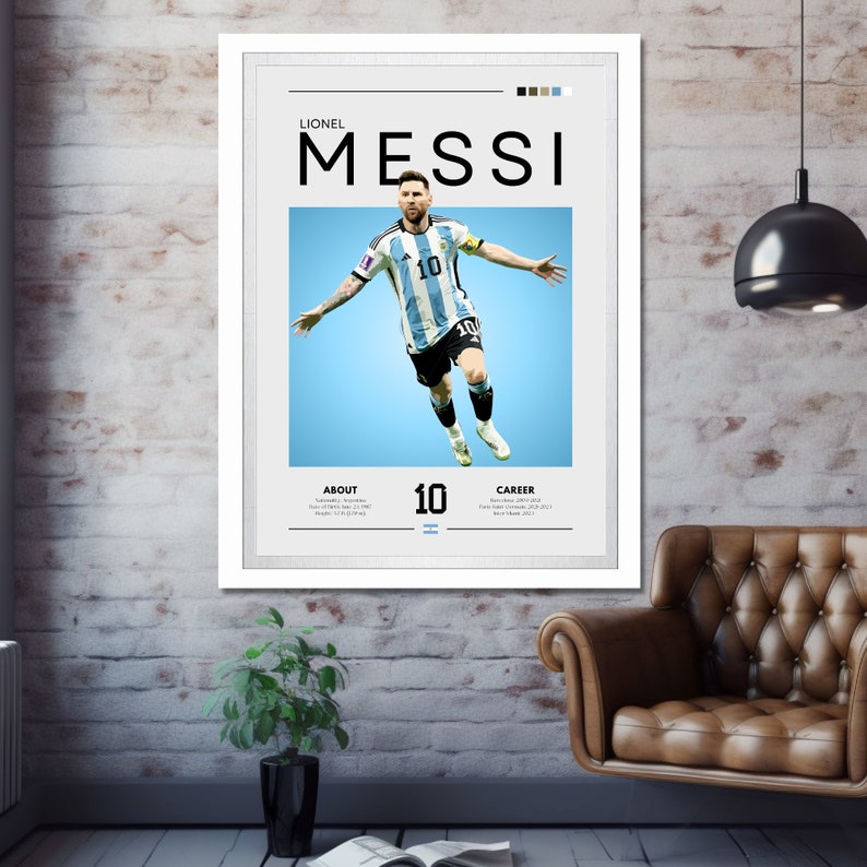 Leo Messi Poster, Lionel Messi Poster, Football Gift, Sports Poster ...