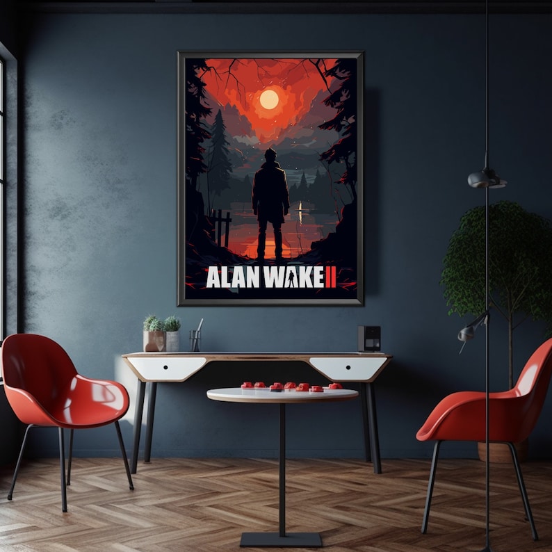 Alan Wake 2 Poster, Alan Wake Gaming Room Poster, Minimalist, Gaming ...