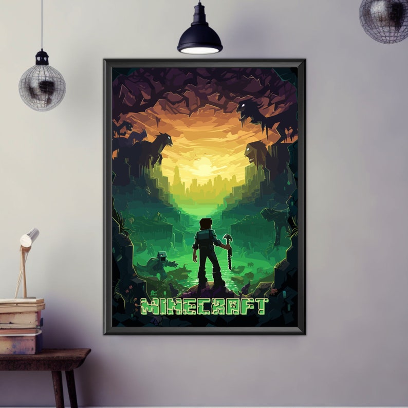 Minecraft Poster Gaming Room Poster Minimalist Gaming Poster Gaming