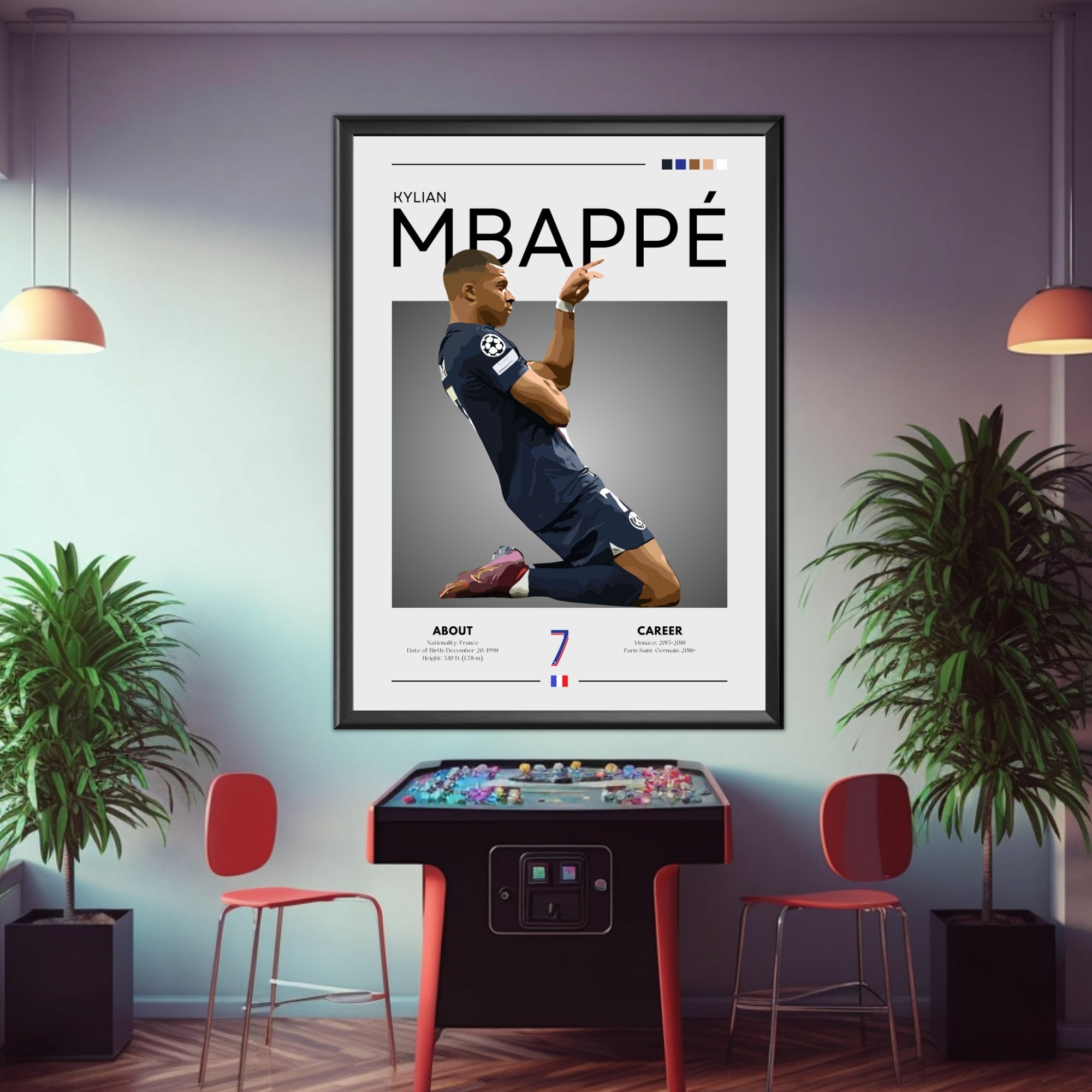 Kylian Mbappe Print, Kylian Mbappe Poster, PSG Print, Football Gift ...