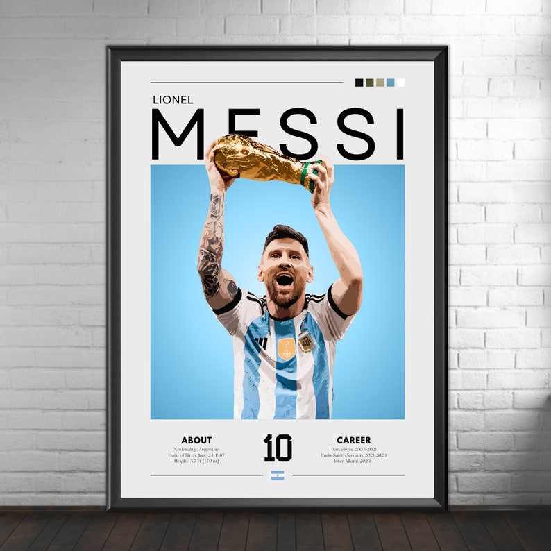 Lionel Messi Poster, Leo Messi Print, Football Gift, Sports Poster ...