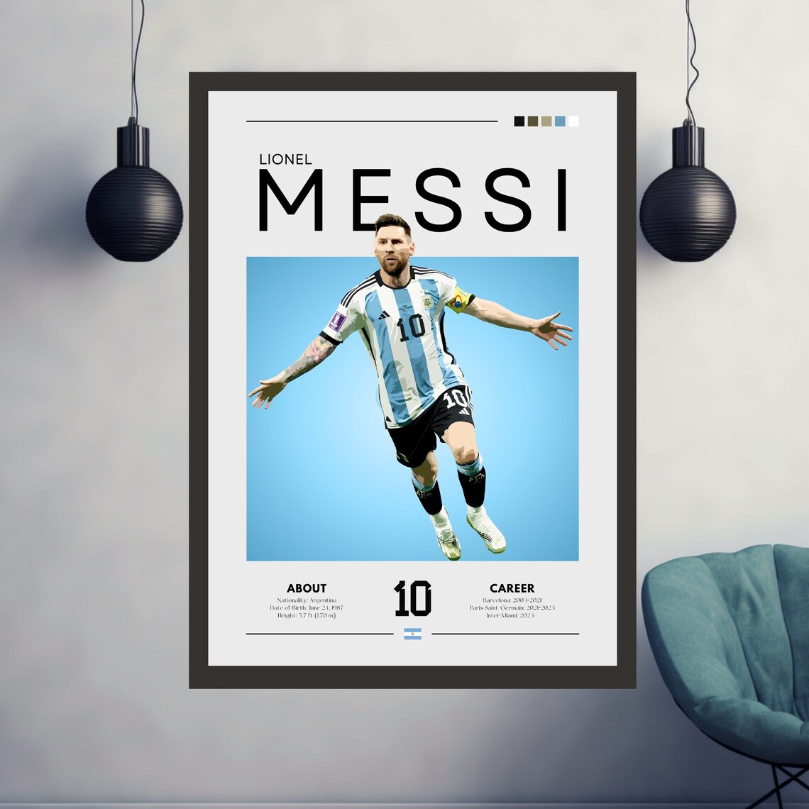 Leo Messi Poster, Lionel Messi Poster, Football Gift, Sports Poster ...