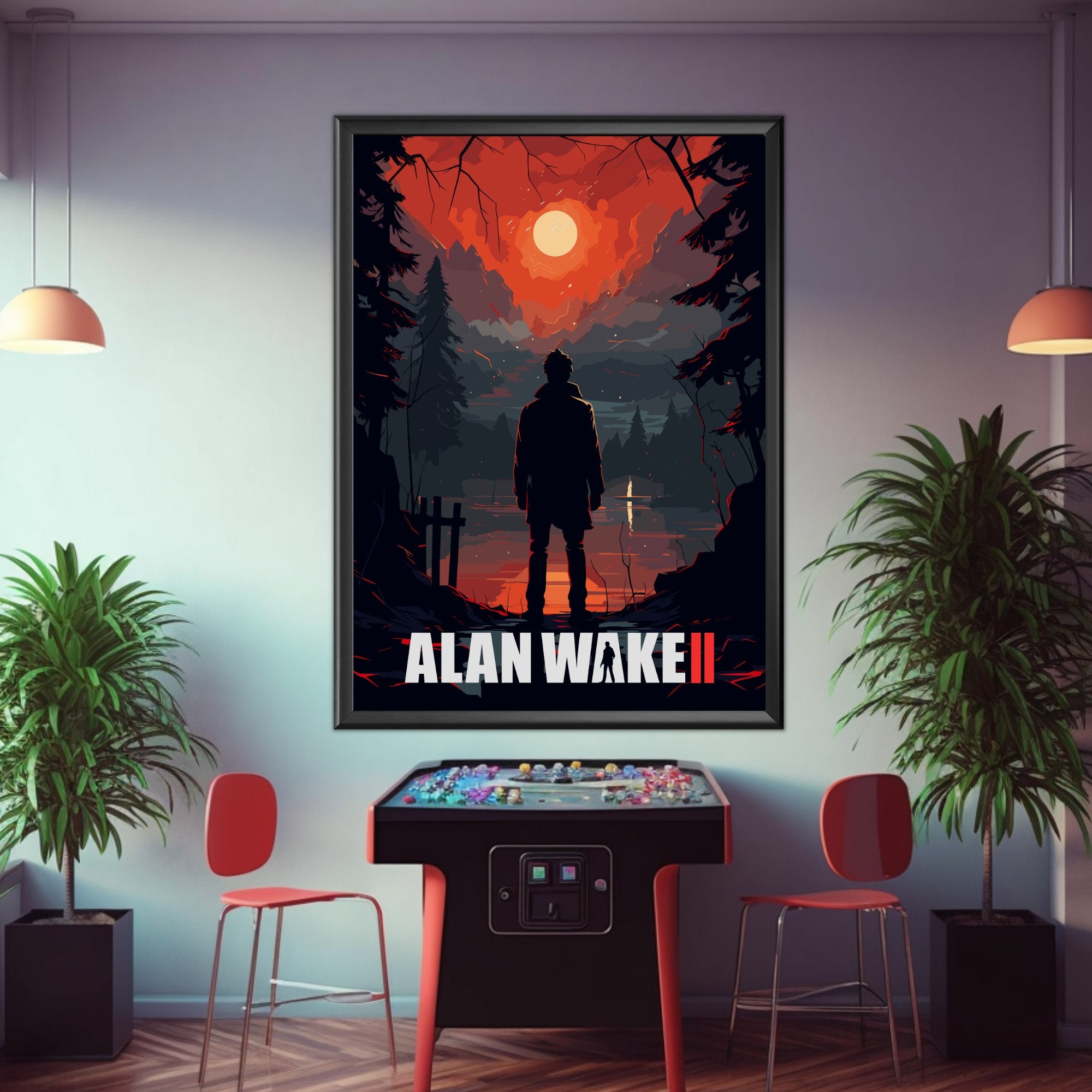 Alan Wake 2 Poster, Alan Wake Gaming Room Poster, Minimalist, Gaming ...