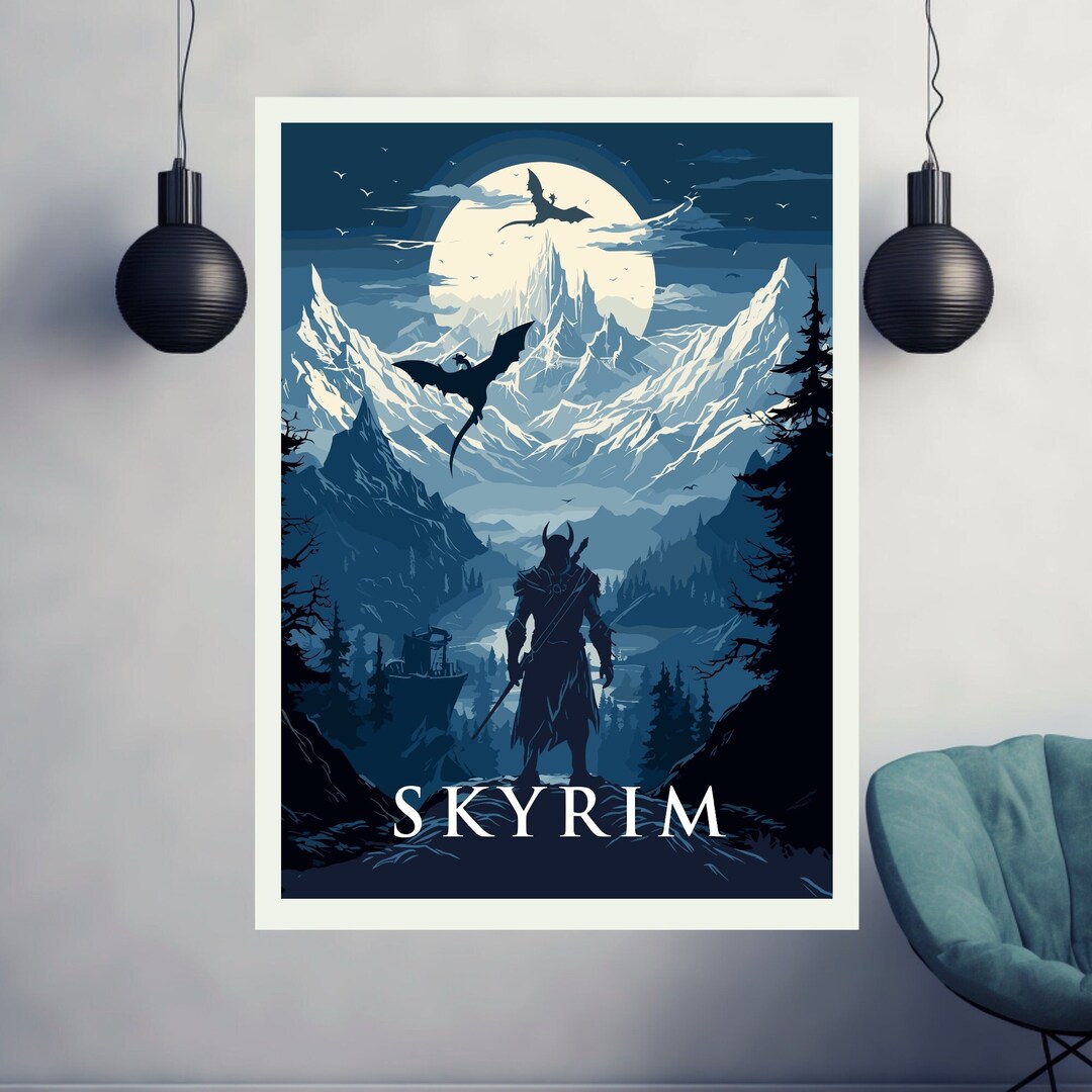 Skyrim Game Poster, Gaming Room Poster, Minimalist, Gaming Poster ...