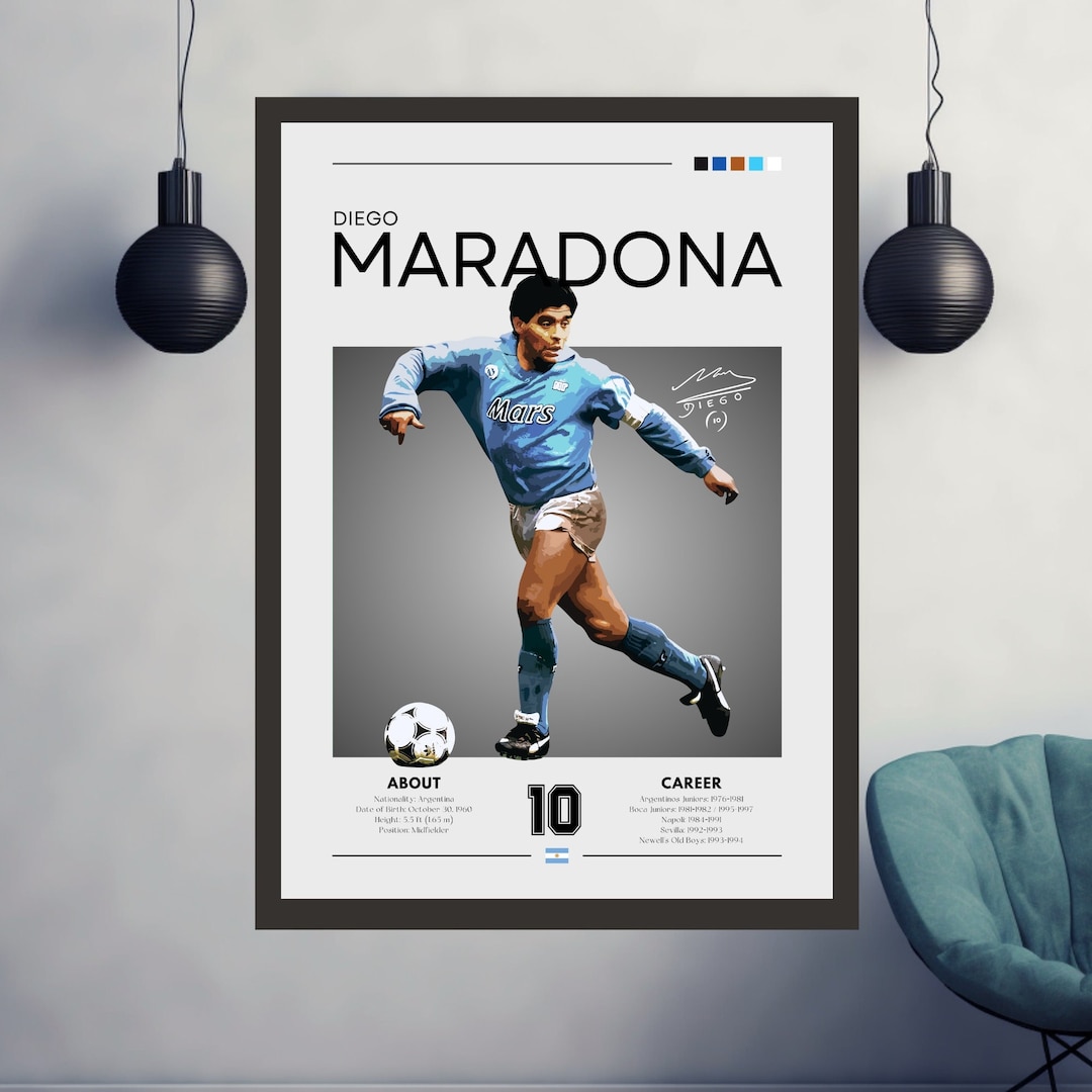 Maradona Print, Maradona Poster, Napoli Print, Football Gift, Sports ...