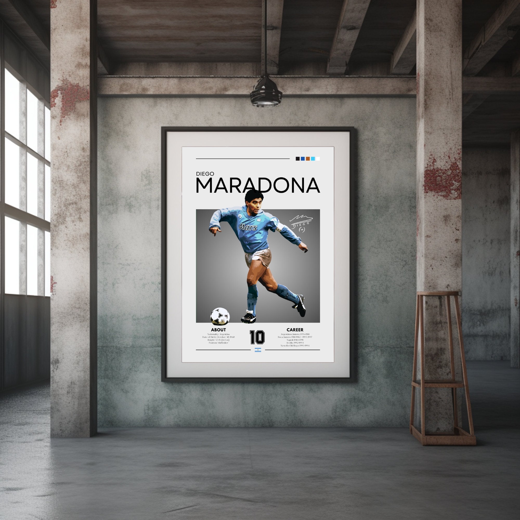 Maradona Print, Maradona Poster, Napoli Print, Football Gift, Sports ...