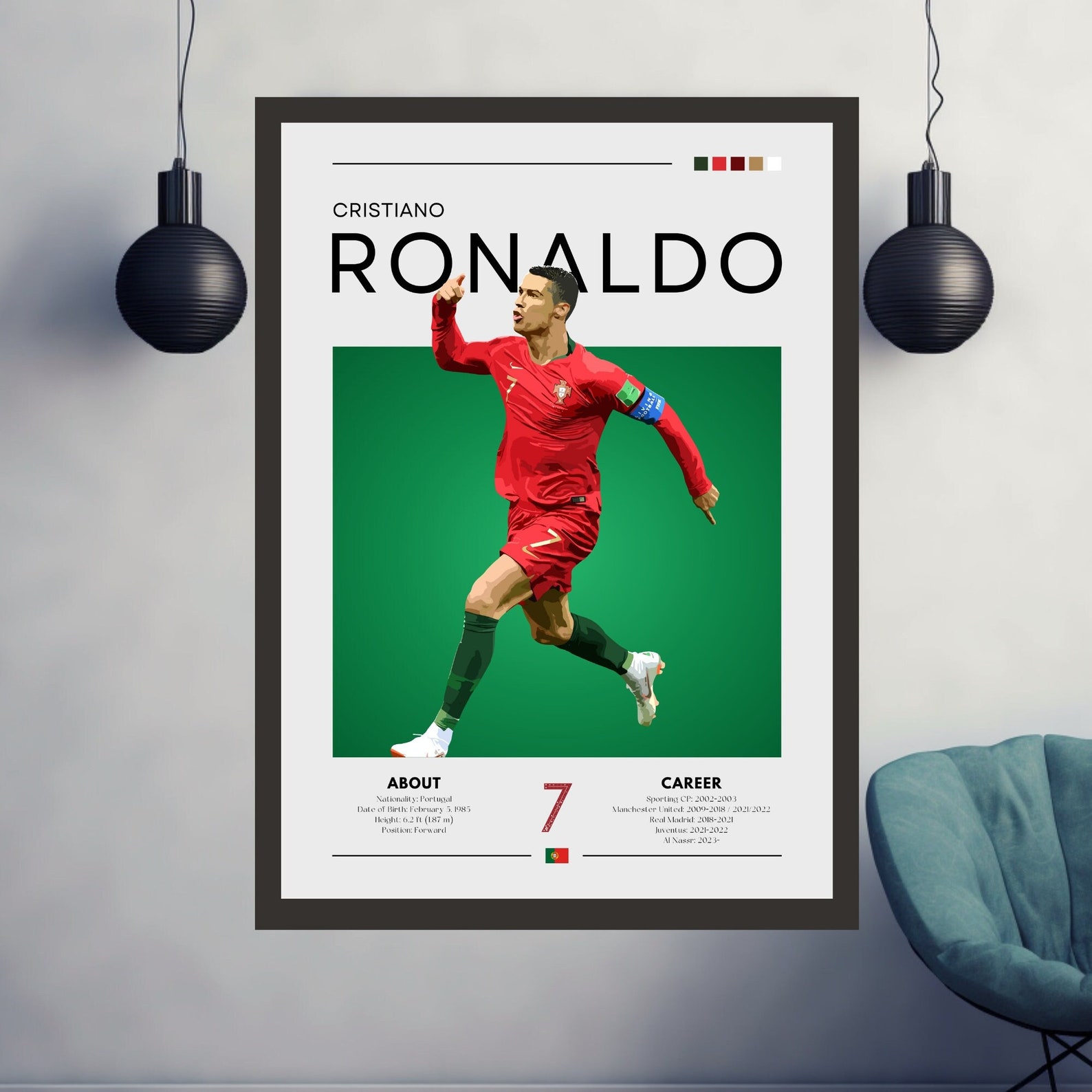 Cristiano Ronaldo Poster, Cristiano Ronaldo Print, Football Gift ...