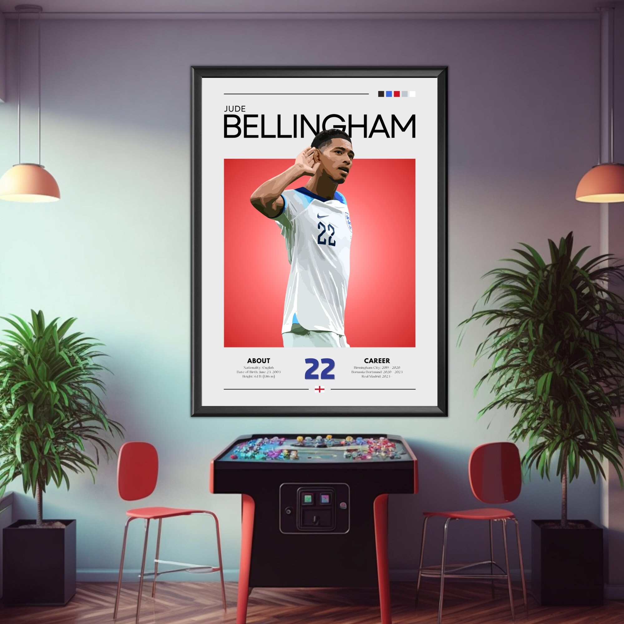 Jude Bellingham Poster, England Poster, Football Gift, Sports Poster ...
