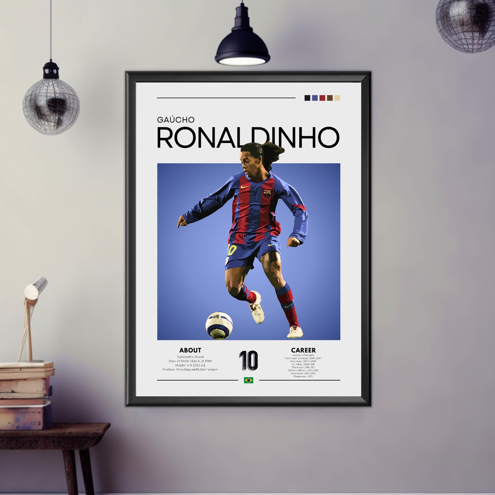 Ronaldinho Print, Ronaldinho Poster, Barcelona Print, Football Gift ...