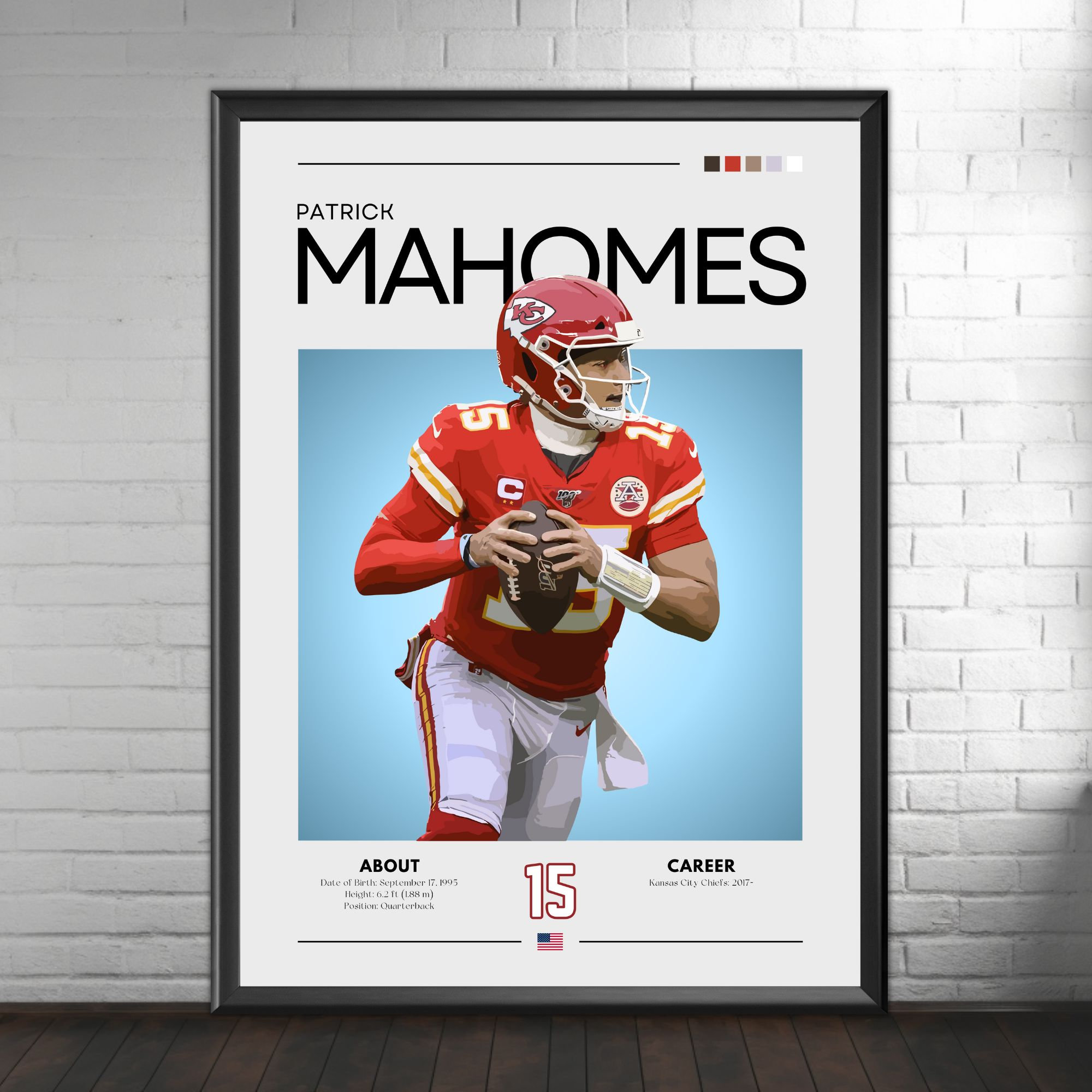 Patrick Mahomes Poster, Kansas City Chiefs, Football Gift, NFL Poster ...