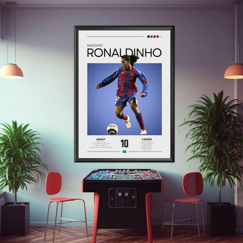 Ronaldinho Print, Ronaldinho Poster, Barcelona Print, Football Gift ...