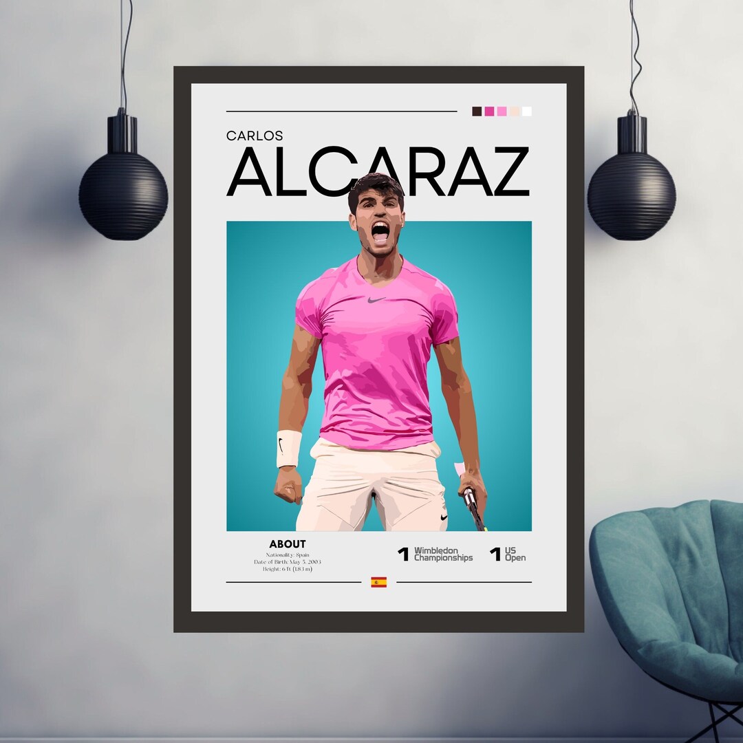 Carlos Alcaraz Poster Tennis Fans Tennis Poster Grand Slam - Etsy
