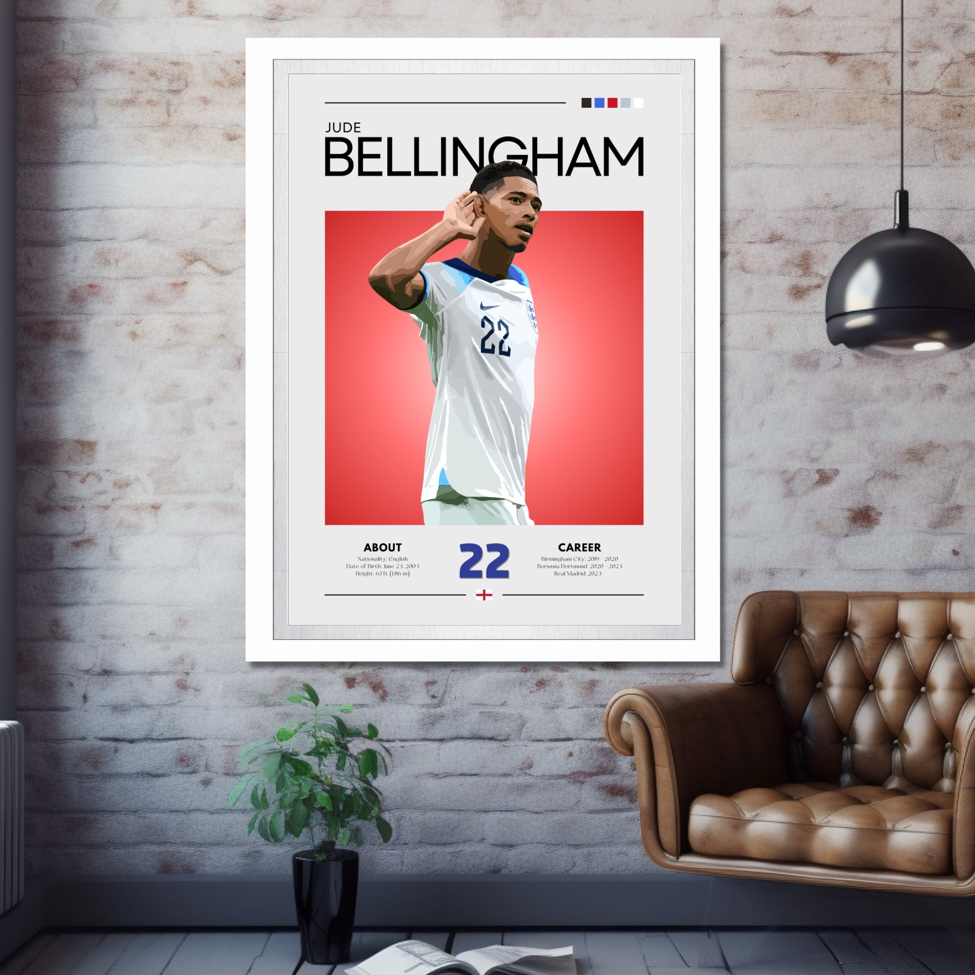 Jude Bellingham Poster, England Poster, Football Gift, Sports Poster ...