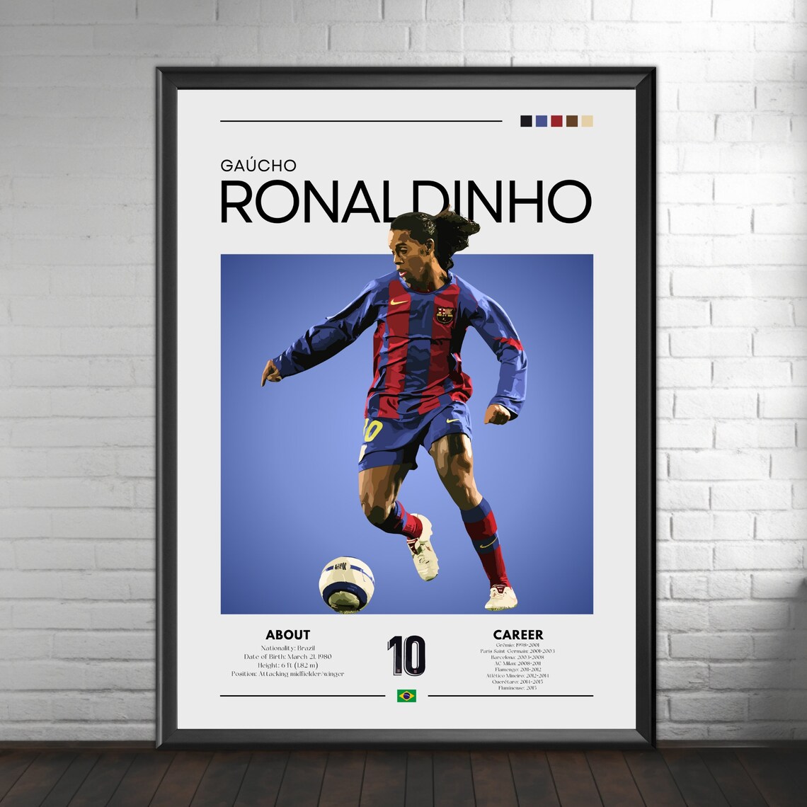 Ronaldinho Print, Ronaldinho Poster, Barcelona Print, Football Gift ...