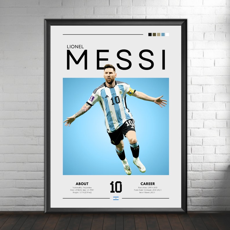 Leo Messi Poster, Lionel Messi Poster, Football Gift, Sports Poster ...