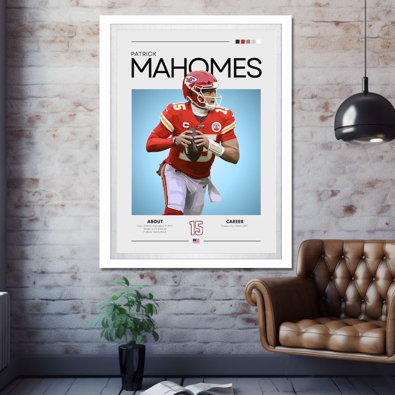 Patrick Mahomes Poster, Kansas City Chiefs, Football Gift, NFL Poster ...