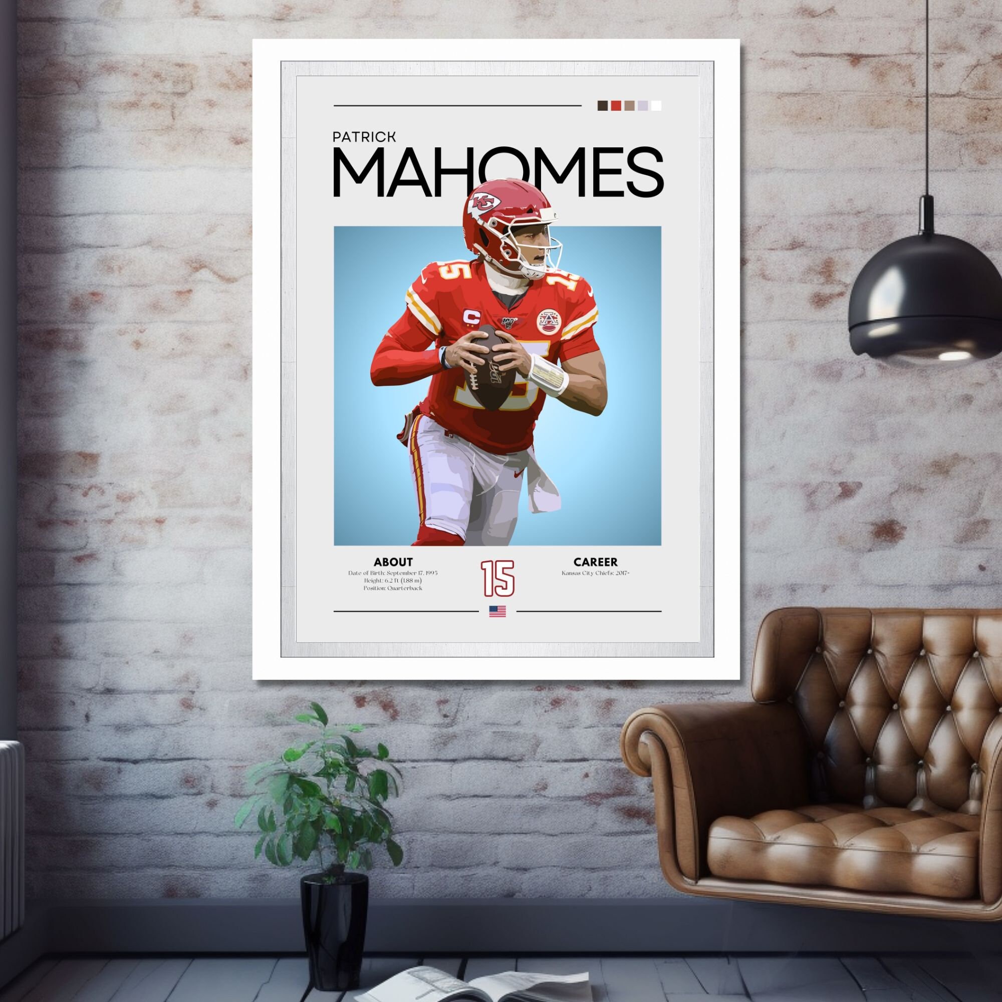 Patrick Mahomes Poster, Kansas City Chiefs, Football Gift, NFL Poster ...