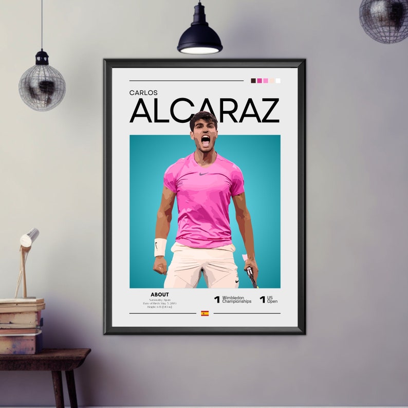 Carlos Alcaraz Poster Tennis Fans Tennis Poster Grand Slam - Etsy