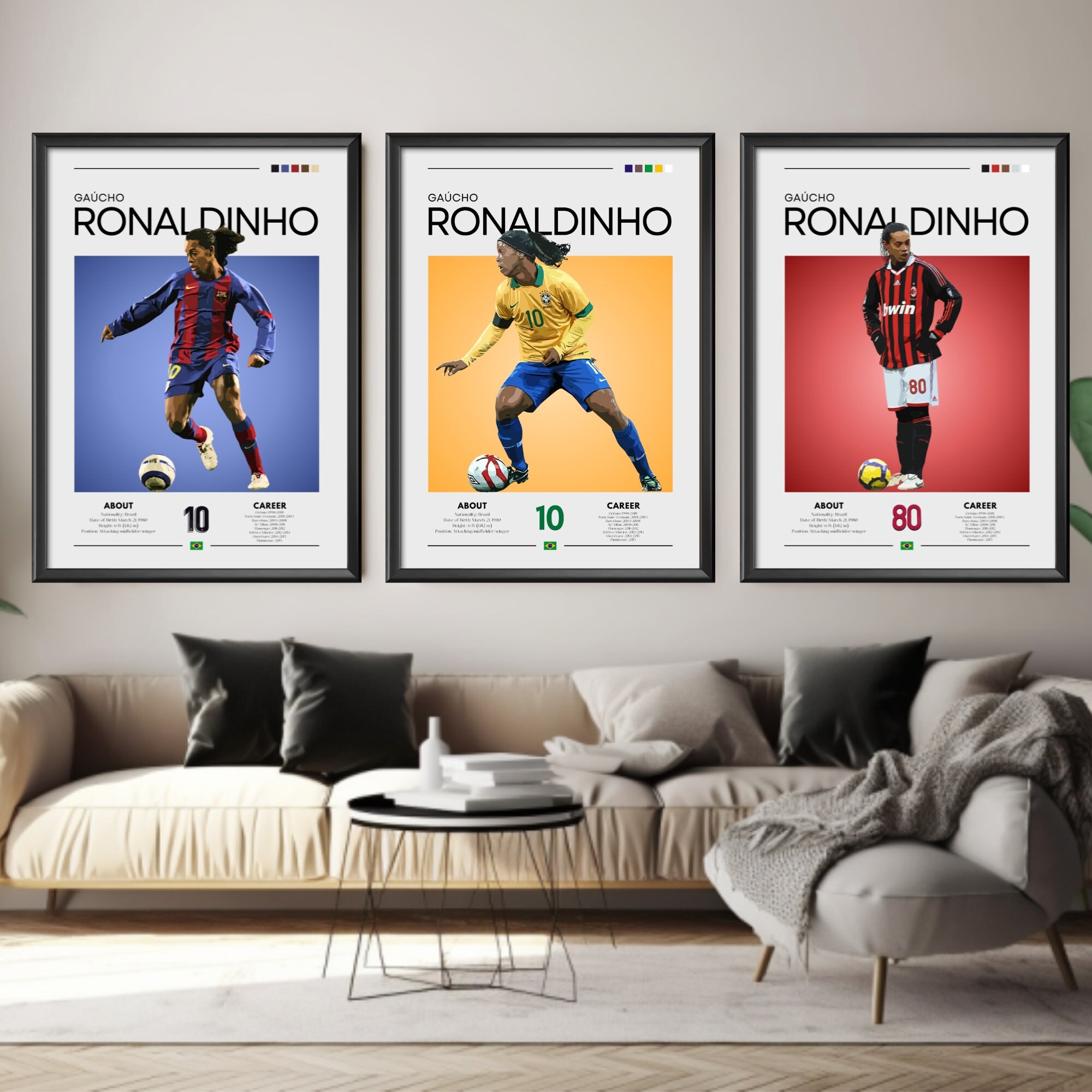 Ronaldinho Poster, Brazil Print, Ronaldinho Print, Football Gift ...