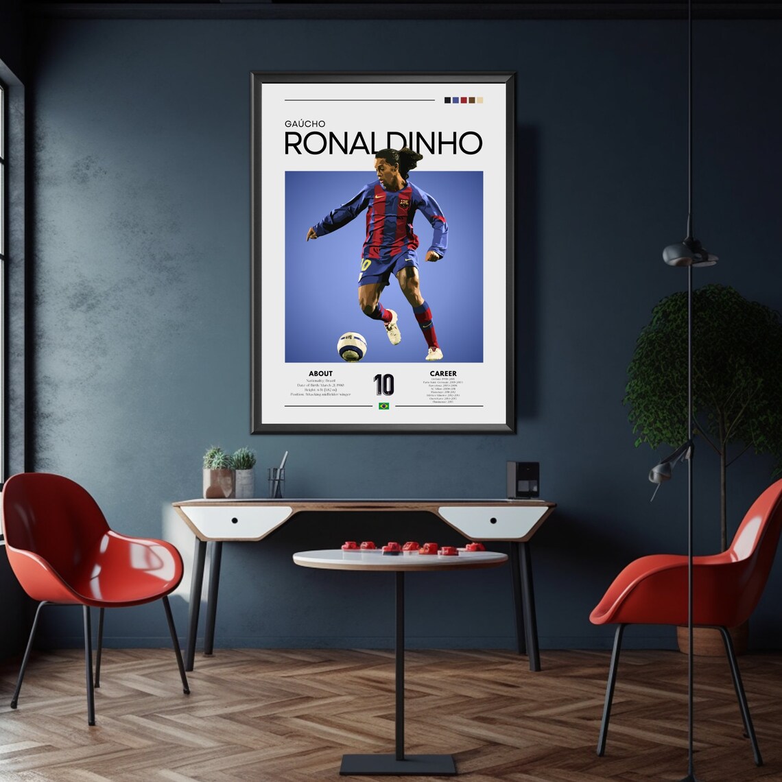 Ronaldinho Print, Ronaldinho Poster, Barcelona Print, Football Gift ...