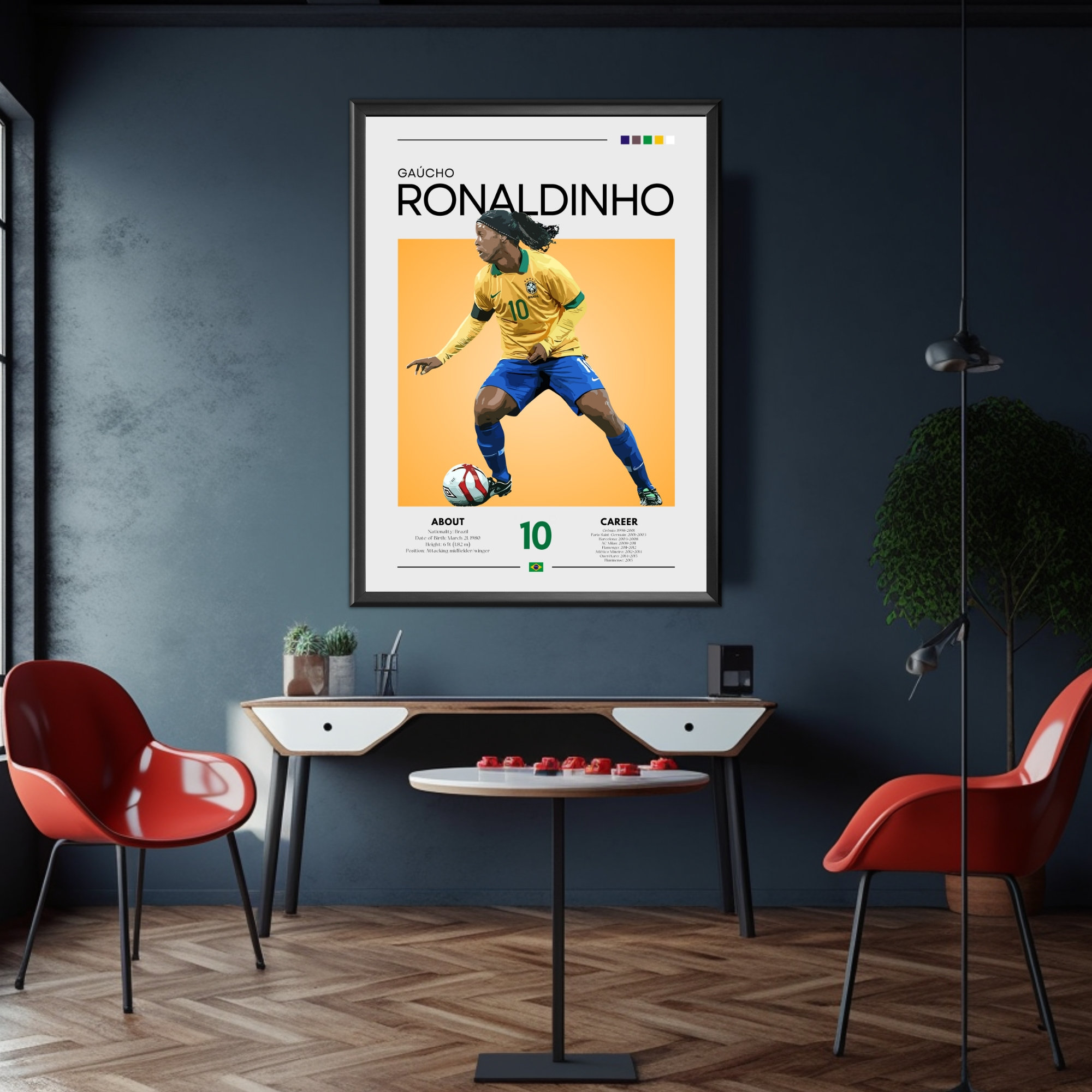 Ronaldinho Poster, Brazil Print, Ronaldinho Print, Football Gift ...