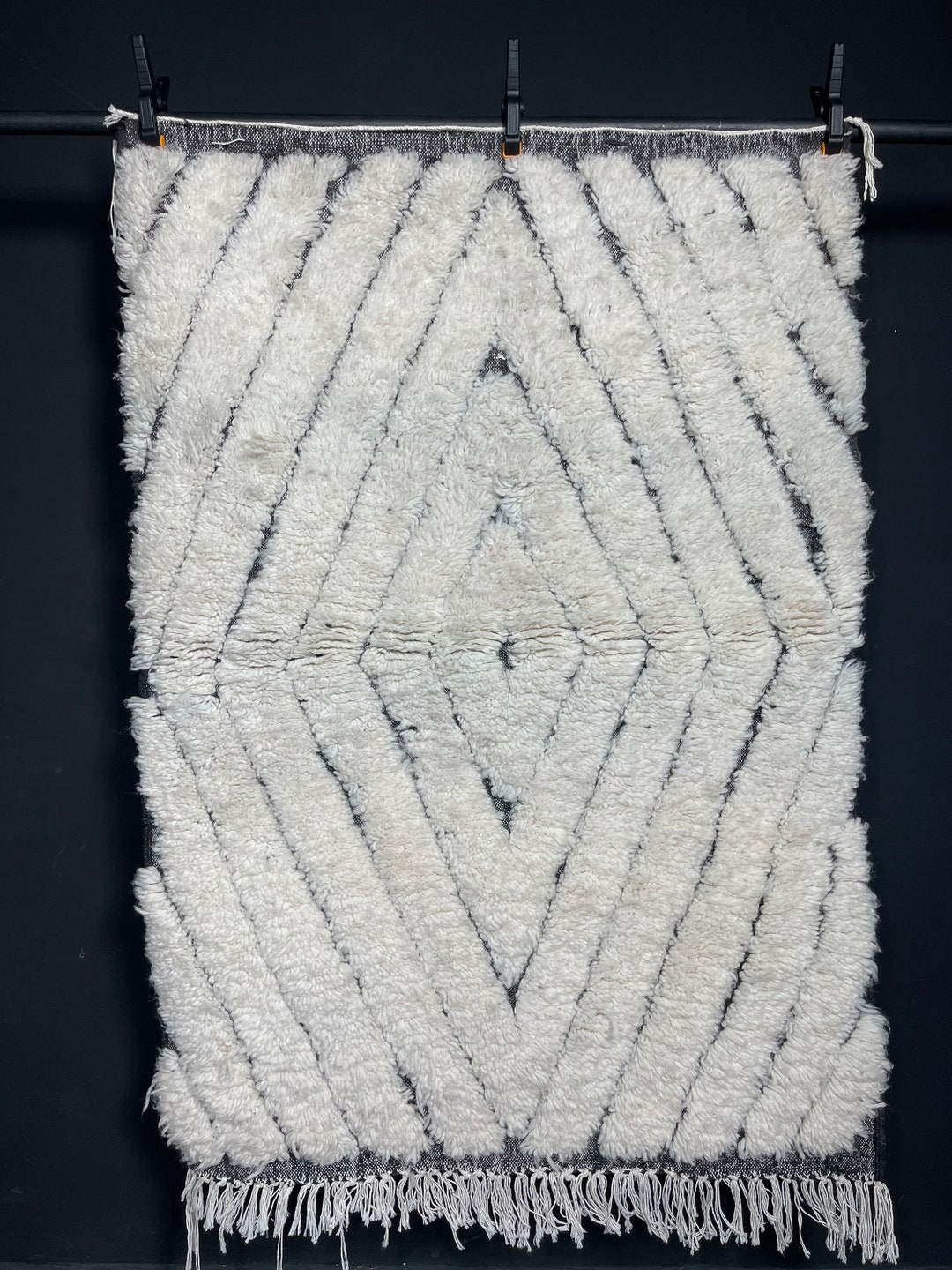 Hand Knotted Beni Ourain Rug: 5x4 Moroccan Berber White Wool Shag - Etsy