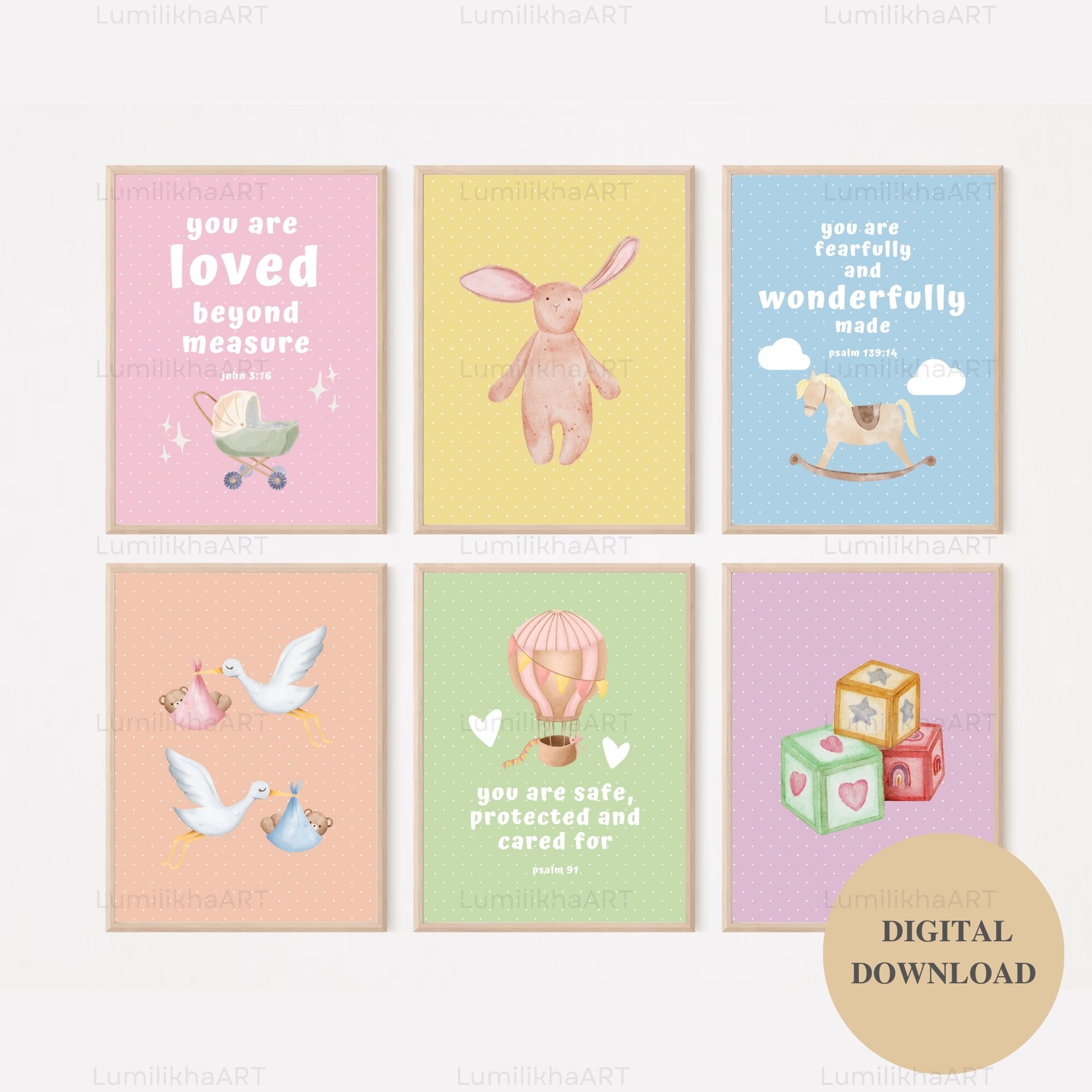 Bible Verses Printable Wall Art for Kids Nursery Classroom Christian ...