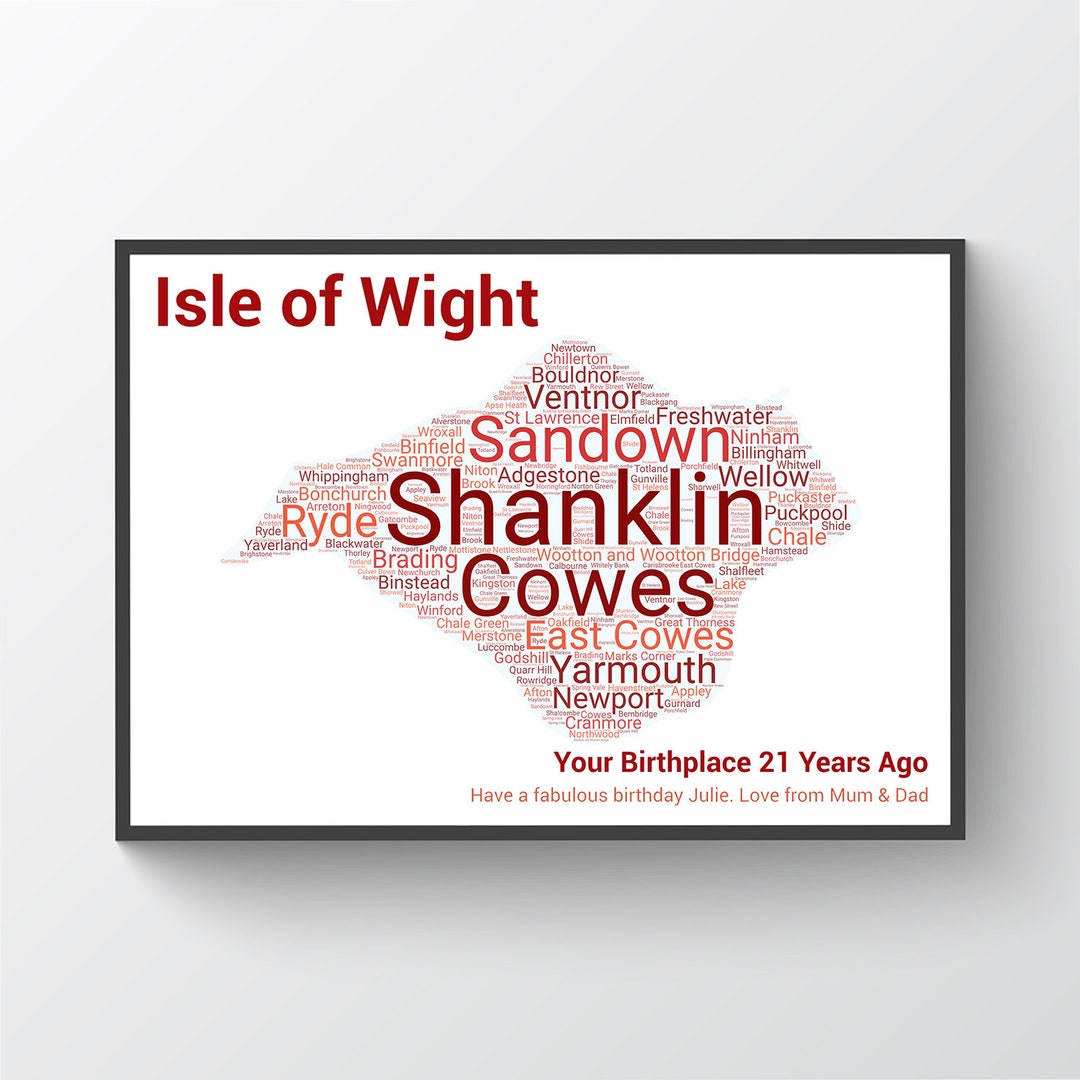 Word Art Print UK Counties Isle of Wight UK County Word - Etsy