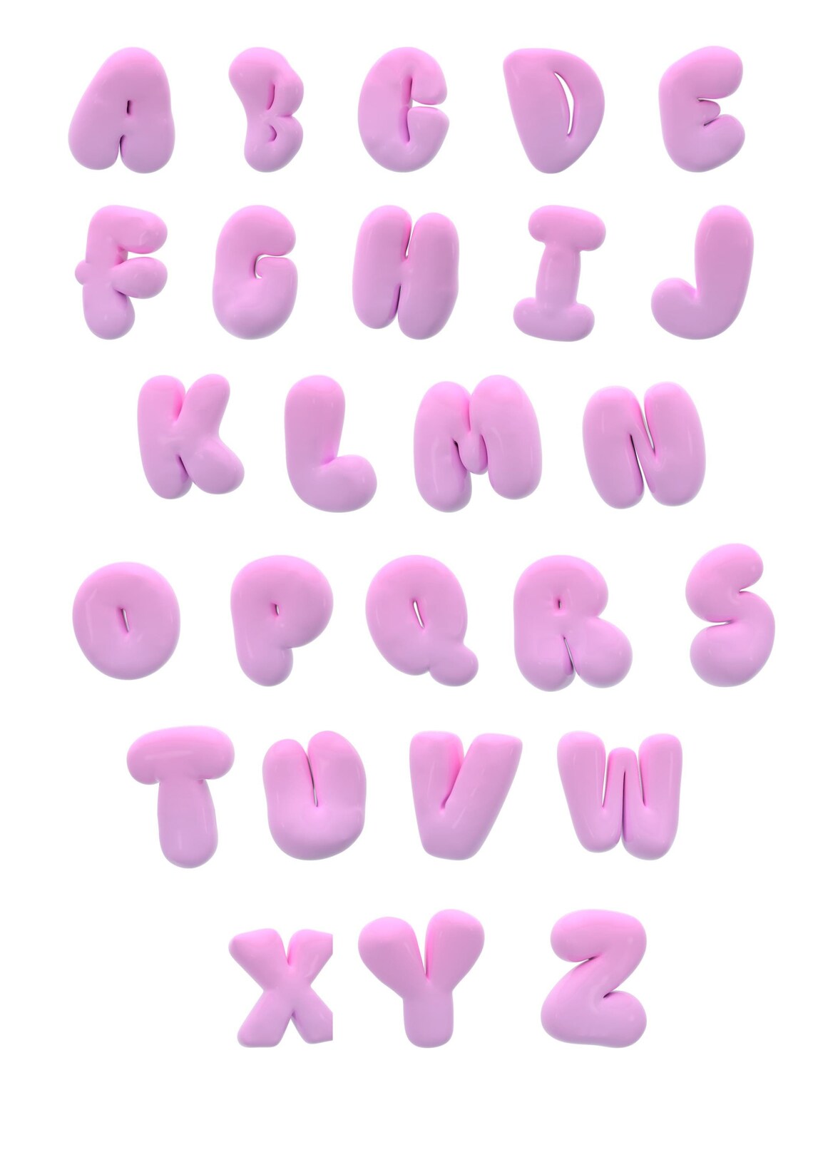 Pink Bubbly Alphabet Printable Kids Friendly Bubble Letters Digital ...