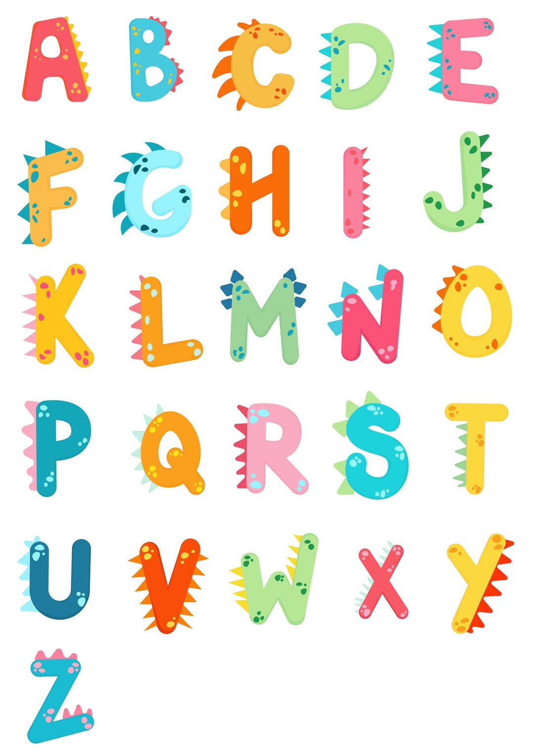 Dinosaur Alphabet Printable Letters - Perfect for Kids' Room Decor - Etsy