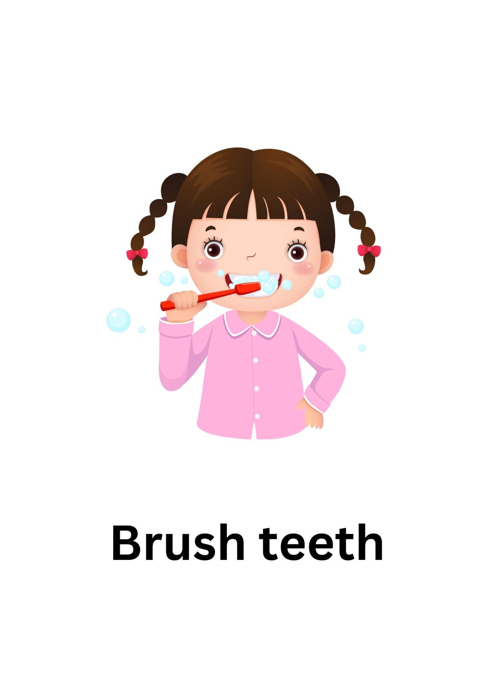 Morning Routine Flashcards | 45 Printable Cards | Boy & Girl Versions ...