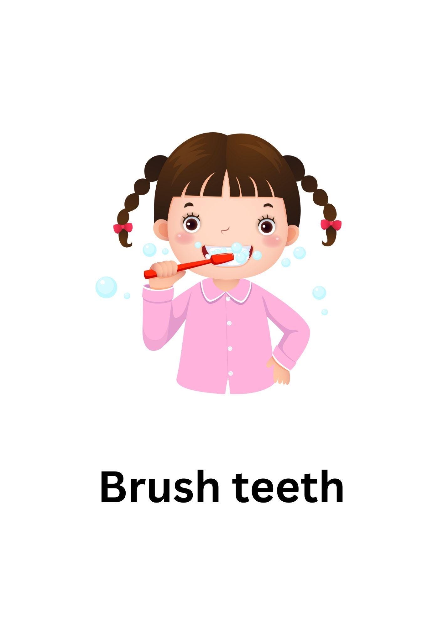 Morning Routine Flashcards | 45 Printable Cards | Boy & Girl Versions ...