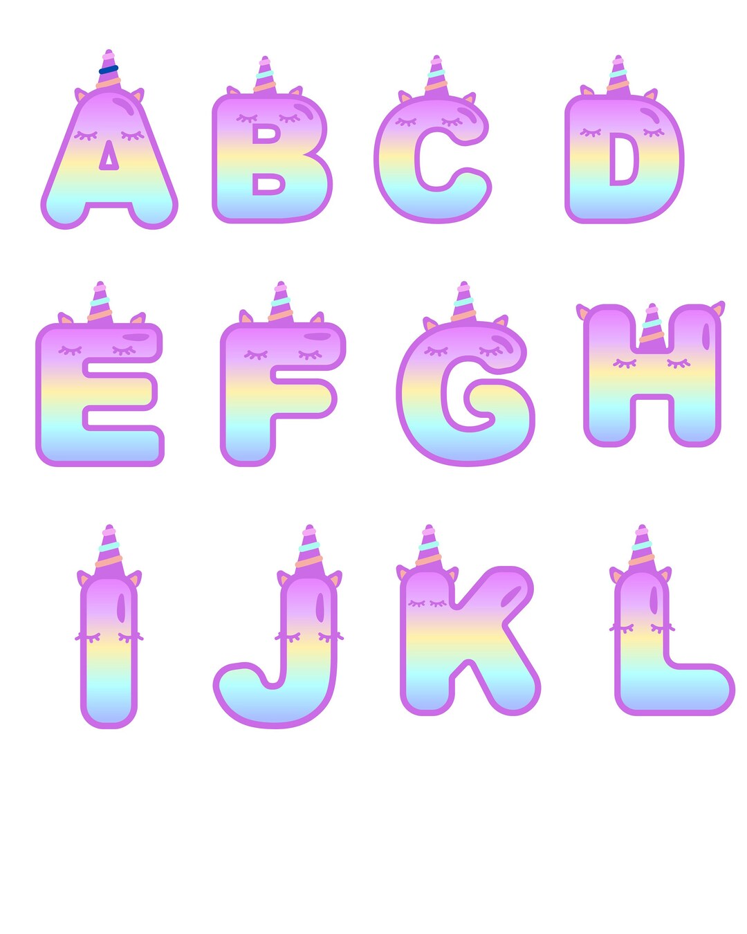 Unicorn Alphabet Printable Letters - Enchanting Kids' Room Decor ...