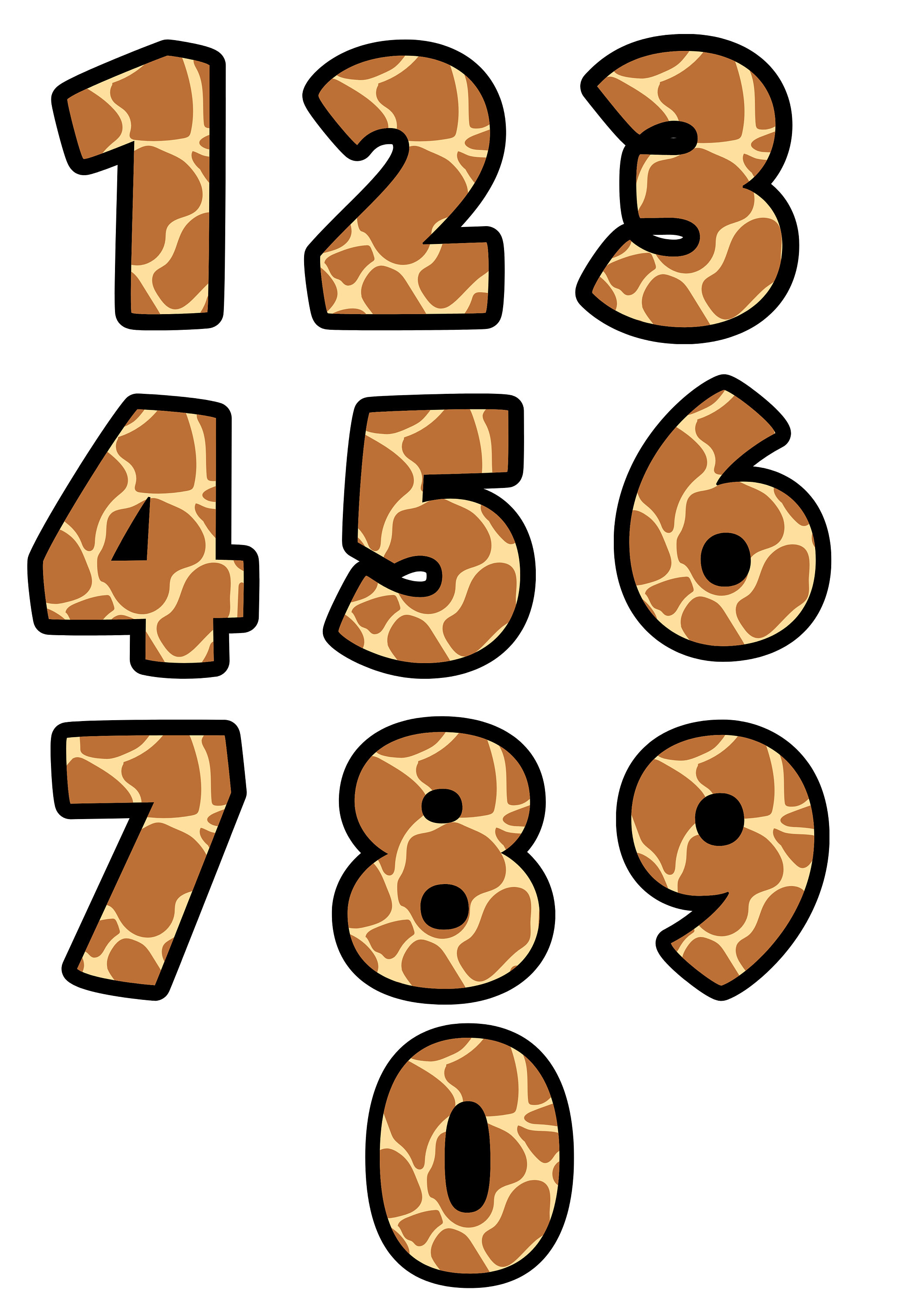 Safari Giraffe Print Alphabet – Printable Letters & Numbers (digital ...