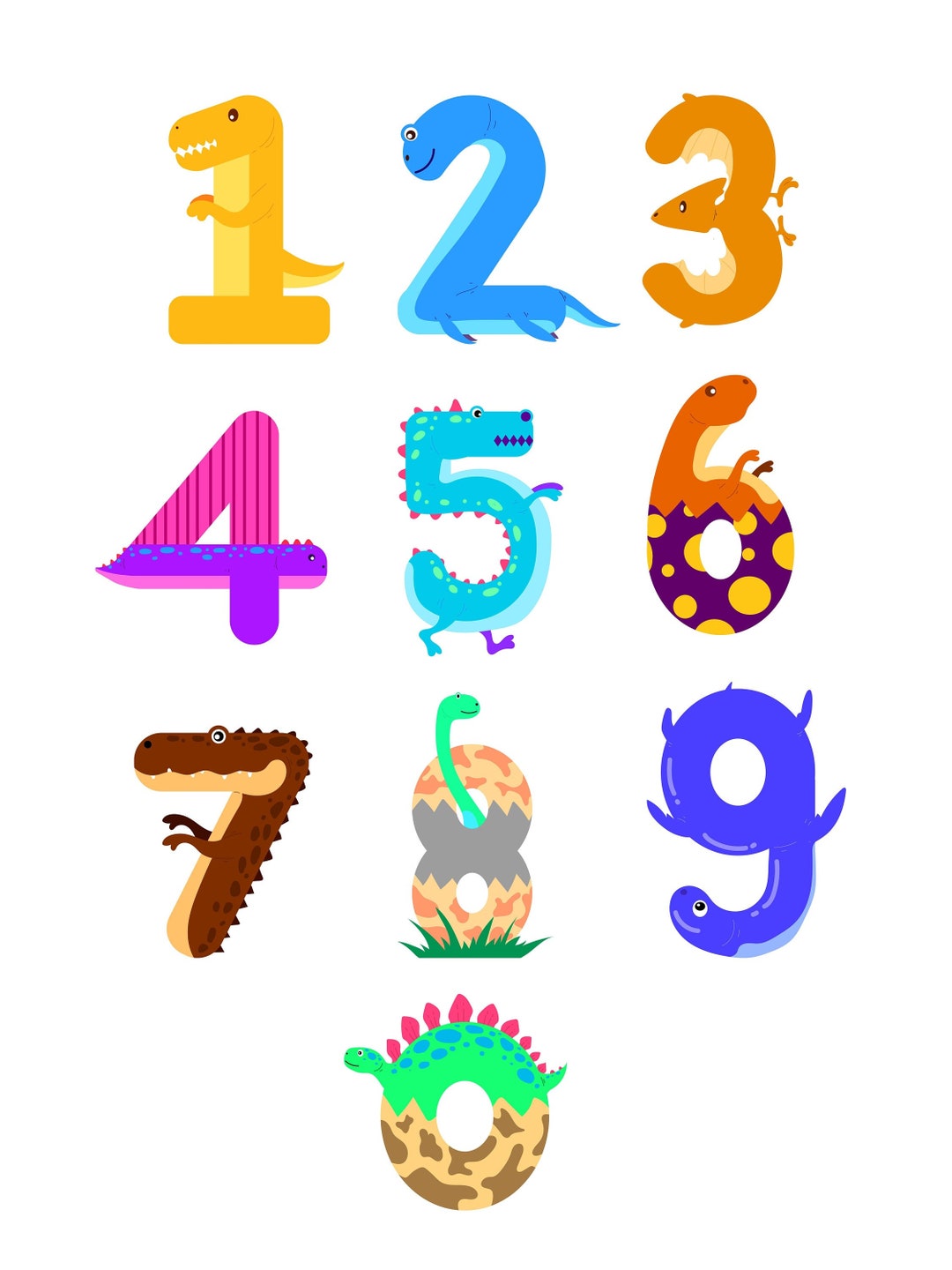Dinosaur Printable Numbers: Adorable Dinosaur Numbers for Kids - Etsy
