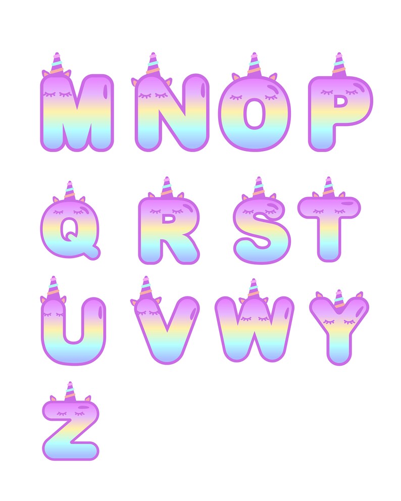 Unicorn Alphabet Printable Letters - Enchanting Kids' Room Decor ...