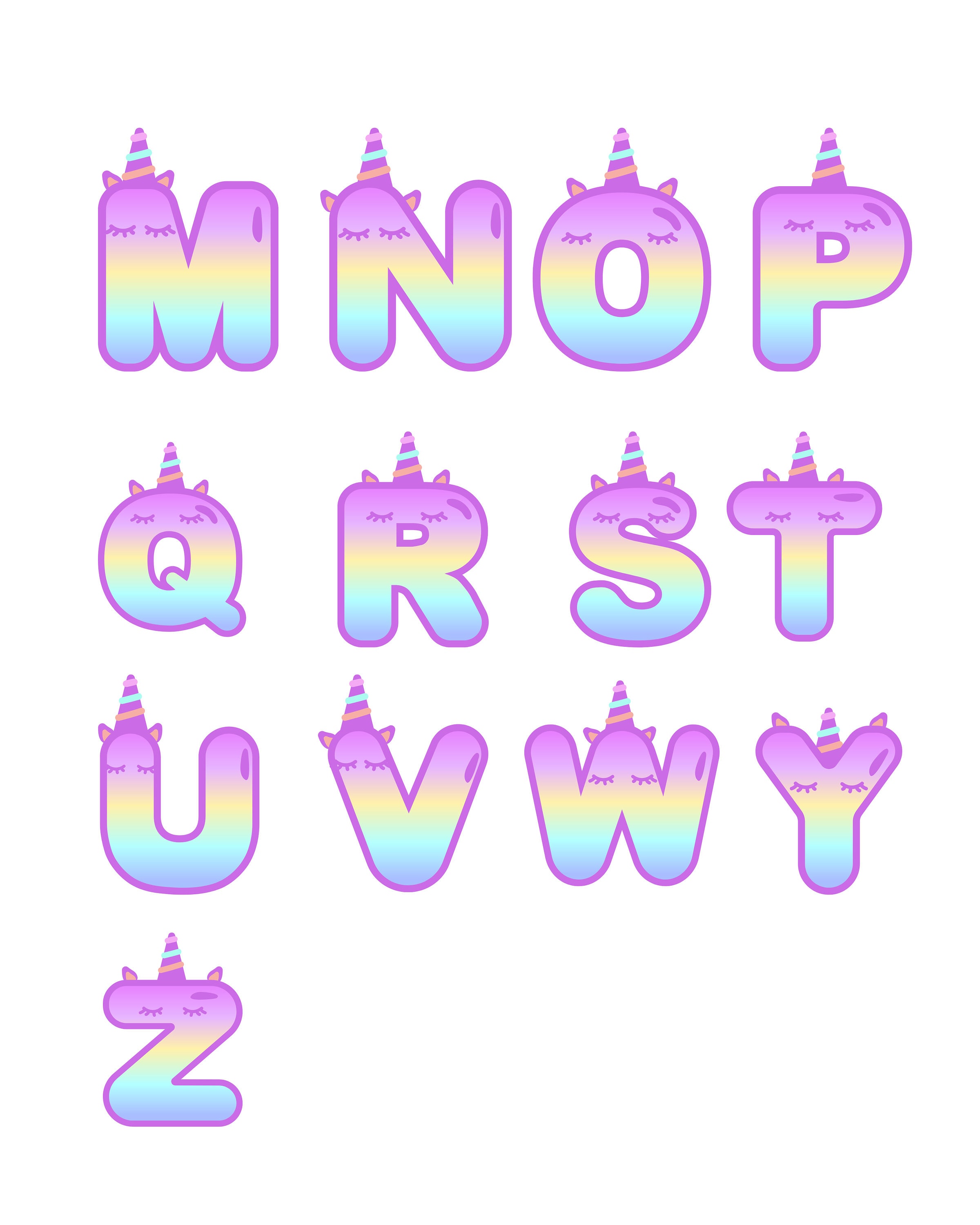 Unicorn Alphabet Printable Letters - Enchanting Kids' Room Decor ...