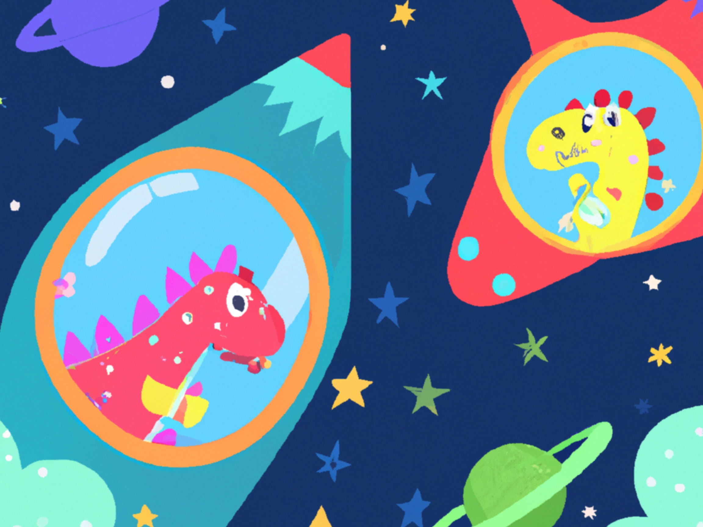 Cosmic Dino Pals: Adorable Space Dinosaurs Printable Wall Art ...