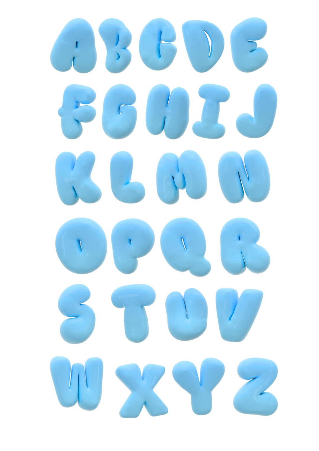 Blue Bubbly Alphabet Printable | Transparent Kids Letters (digital ...
