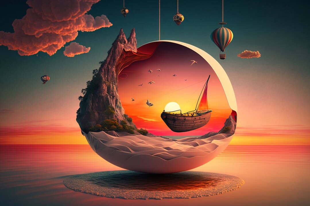 Calming Anti-stress Sunset Surrealistic Picture. High - Etsy