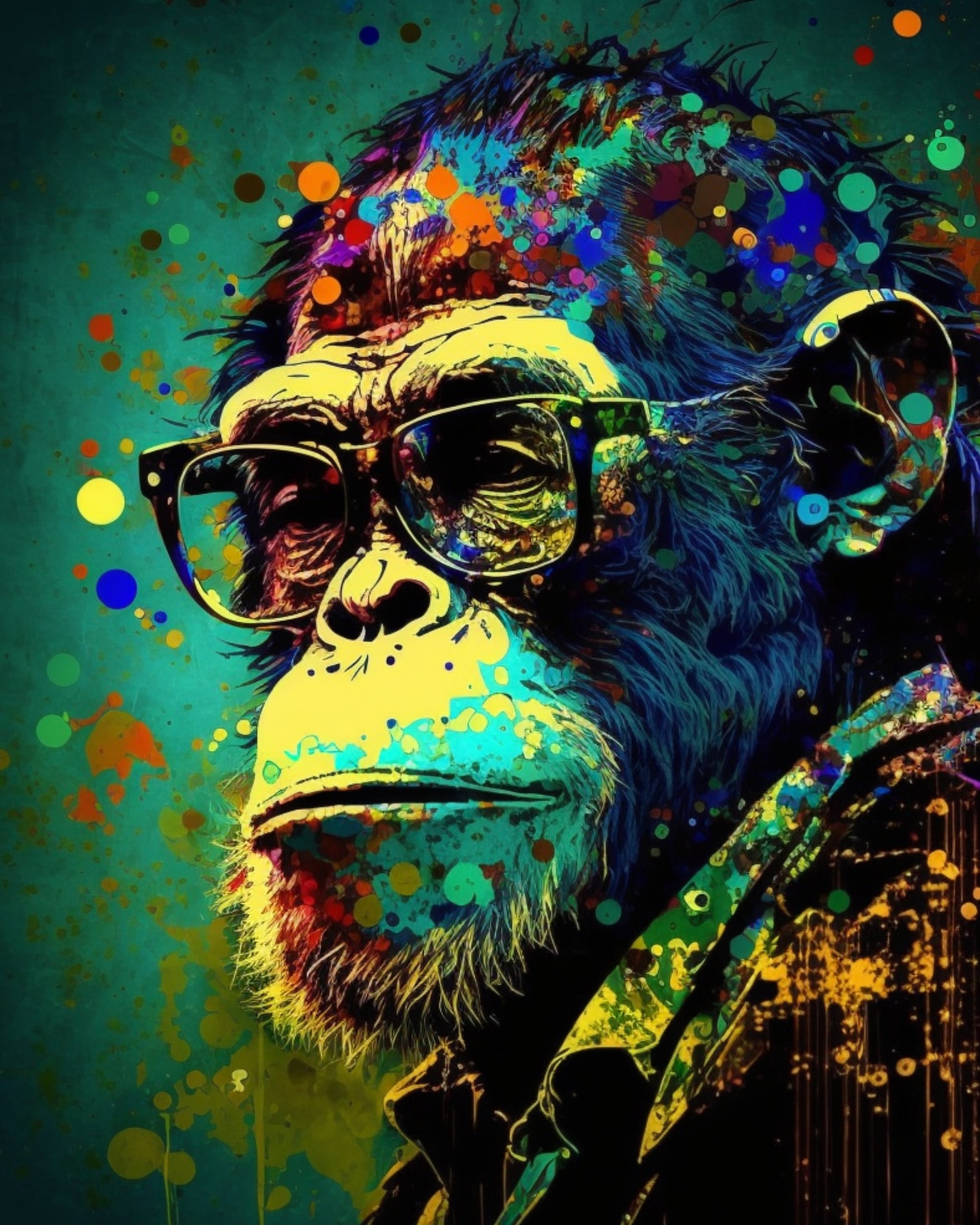 Artistic and Original Cool Ape Splashed Paint in a High-quality Digital ...
