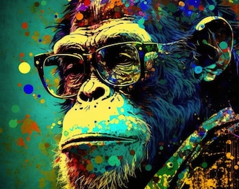 Artistic and Unique Bored Ape Wearing Headphones as a Splashed Paint ...