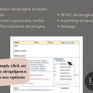 Editable Daily Lesson Plan Template | Dropdown Suggestions for Quick ...