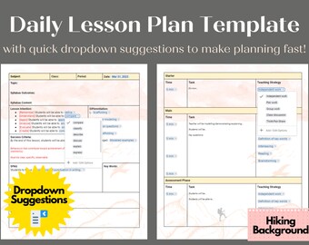 Editable Daily Lesson Plan Template | Dropdown Suggestions for Quick ...
