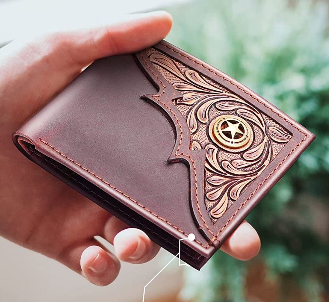 Bifold Wallets for Men Western Billfolds Tooled Leather - Etsy